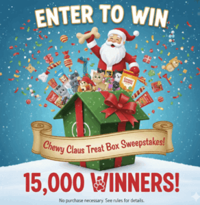 Chewy Claus Treat Box Sweepstakes (15,000 WINNERS!) - Hunt4Freebies